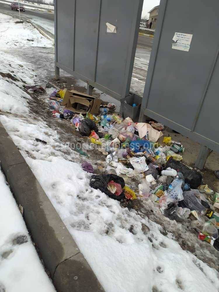 Горожане бросают мусор на остановке на Чортекова, - «Тазалык»