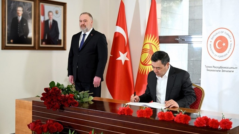 President Japarov signs book of condolence at Turkish Embassy ...